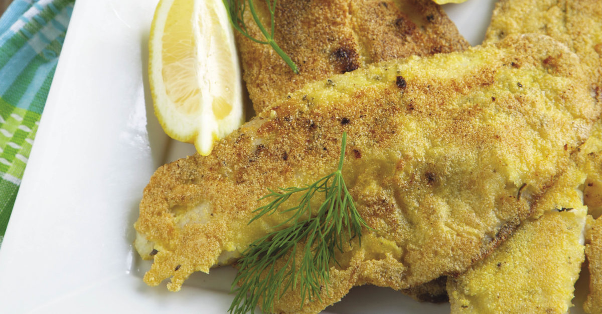 Cornmeal-Crusted Pollock with Rosemary Chips - Start Healthy