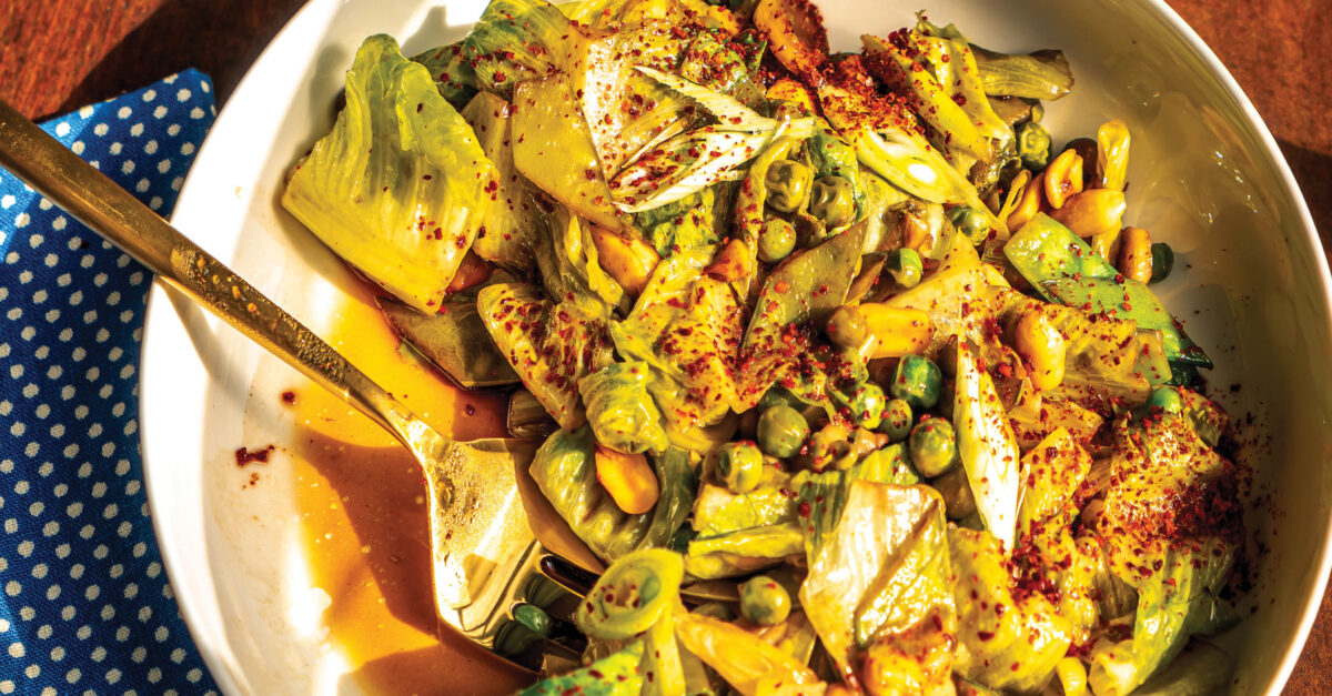 Stir-Fried Lettuce with Spring Peas - Start Healthy